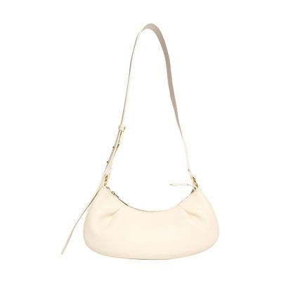 Elleme Dimple Moon Small Pebbled Leather Crossbody Bag In White | ModeSens