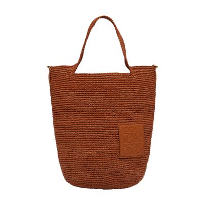 Loewe X Paula's Ibiza Slit Mini Tote Bag In Raffia With Leather Anagram ...