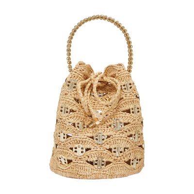 Rabanne Raffia Bucket Bag In Beige | ModeSens