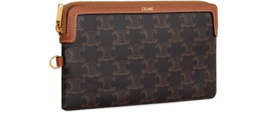 Women's Long pouch with strap in Triomphe canvas and calfskin | CELINE ...